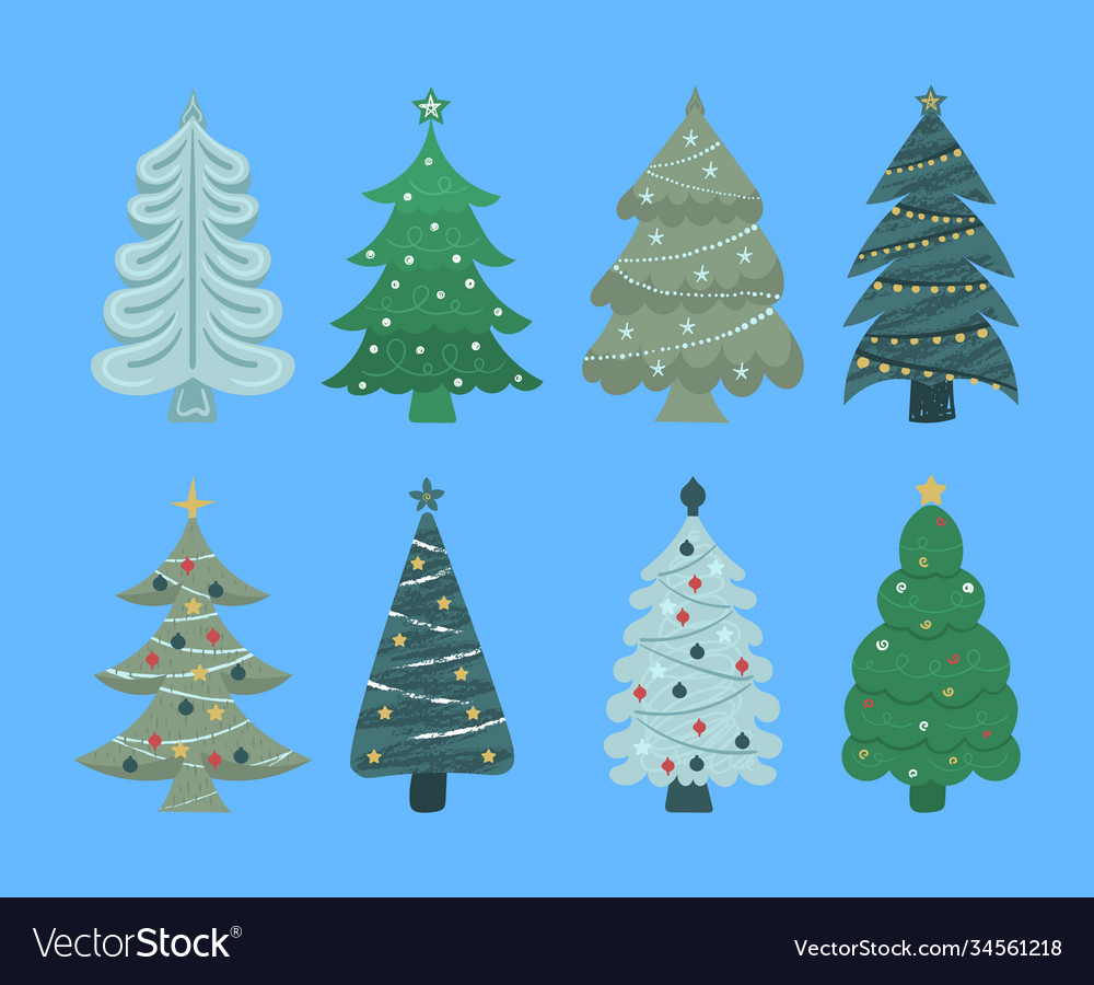 Christmas tree flat Royalty Free Vector Image - VectorStock