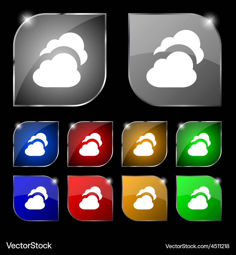 Cloud icon sign set ten colorful buttons Vector Image