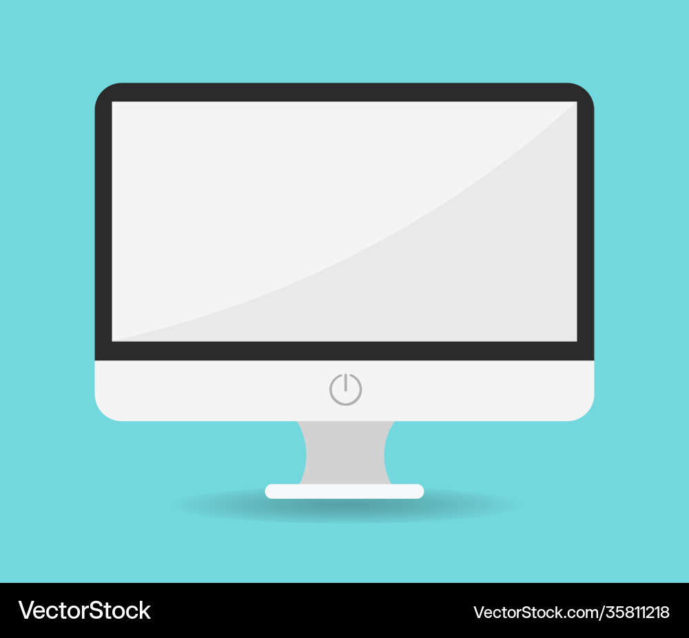 Computer monitor with white screen Royalty Free Vector Image