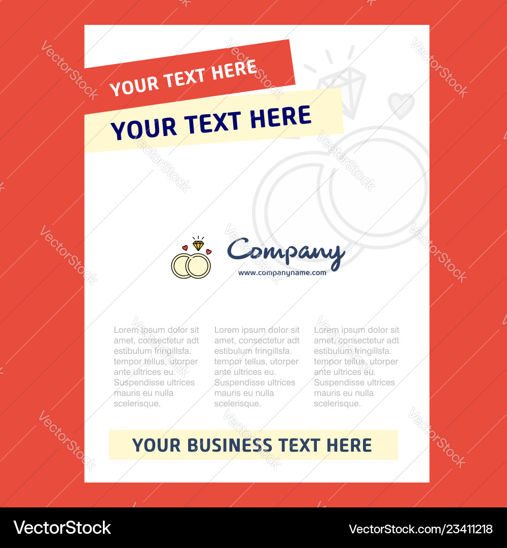 Diamond ring title page design for company Vector Image