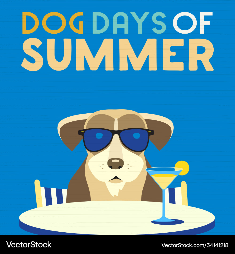 Dog days summer comic cartoon poster Royalty Free Vector