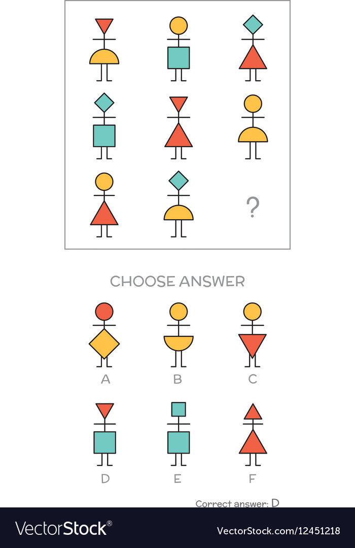 Iq test choose correct answer Royalty Free Vector Image Iq test choose correct answer Royalty Free Vector Image