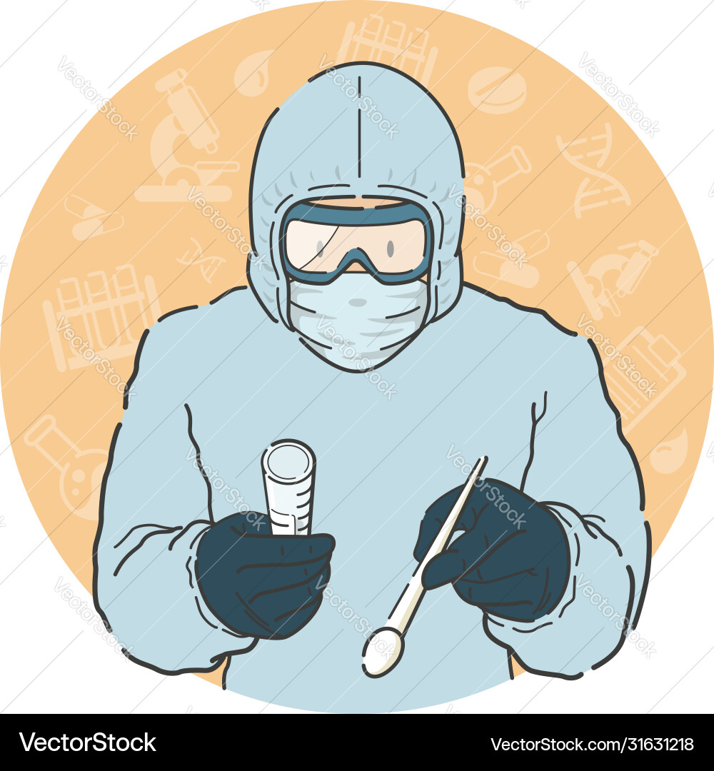 Medical worker taking swab test sample in front vi