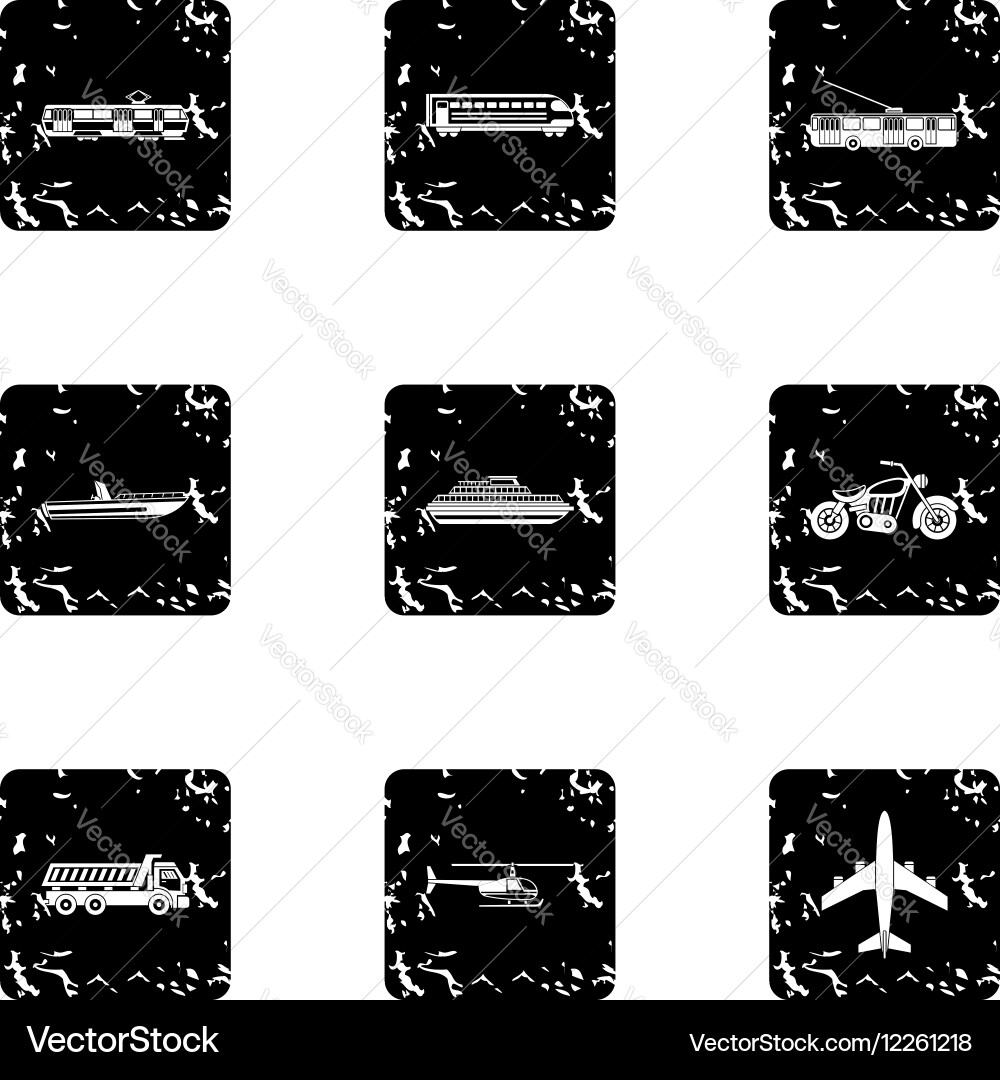 Movement icons set grunge style Royalty Free Vector Image