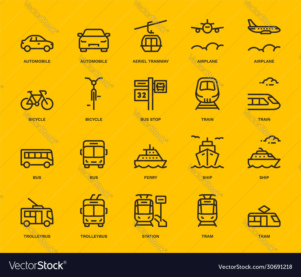 Public transport icons Royalty Free Vector Image Public transport icons Royalty Free Vector Image