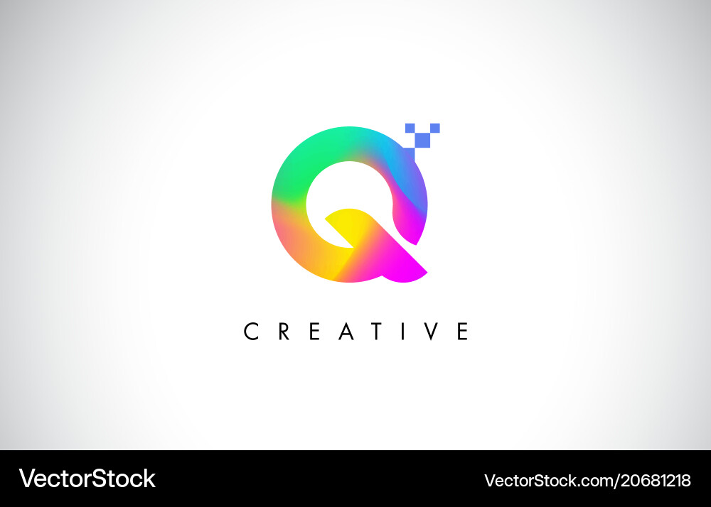 Q colorful logo letter design creative rainbow Vector Image