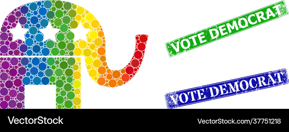 Rubber vote democrat badges and spectrum gradient Vector Image