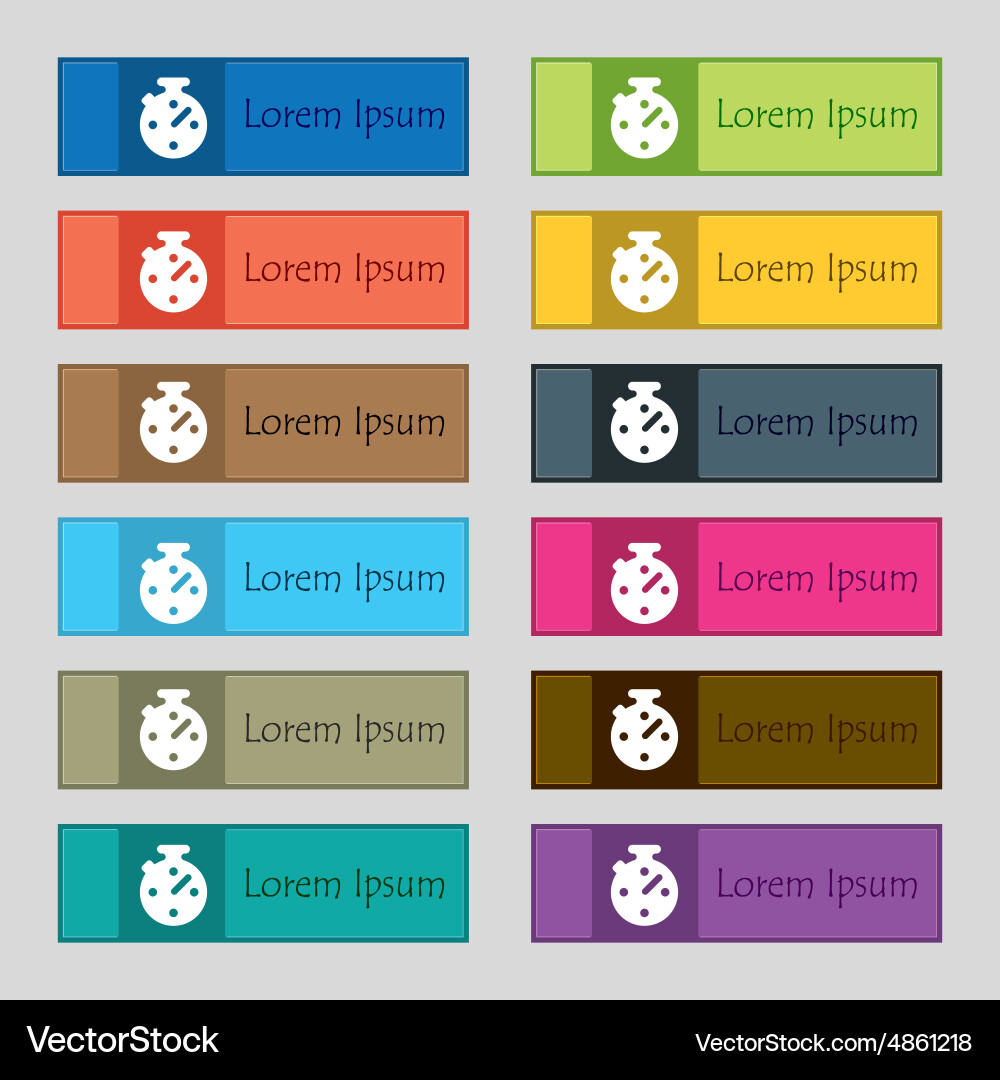 Timer stopwatch icon sign set of twelve Royalty Free Vector