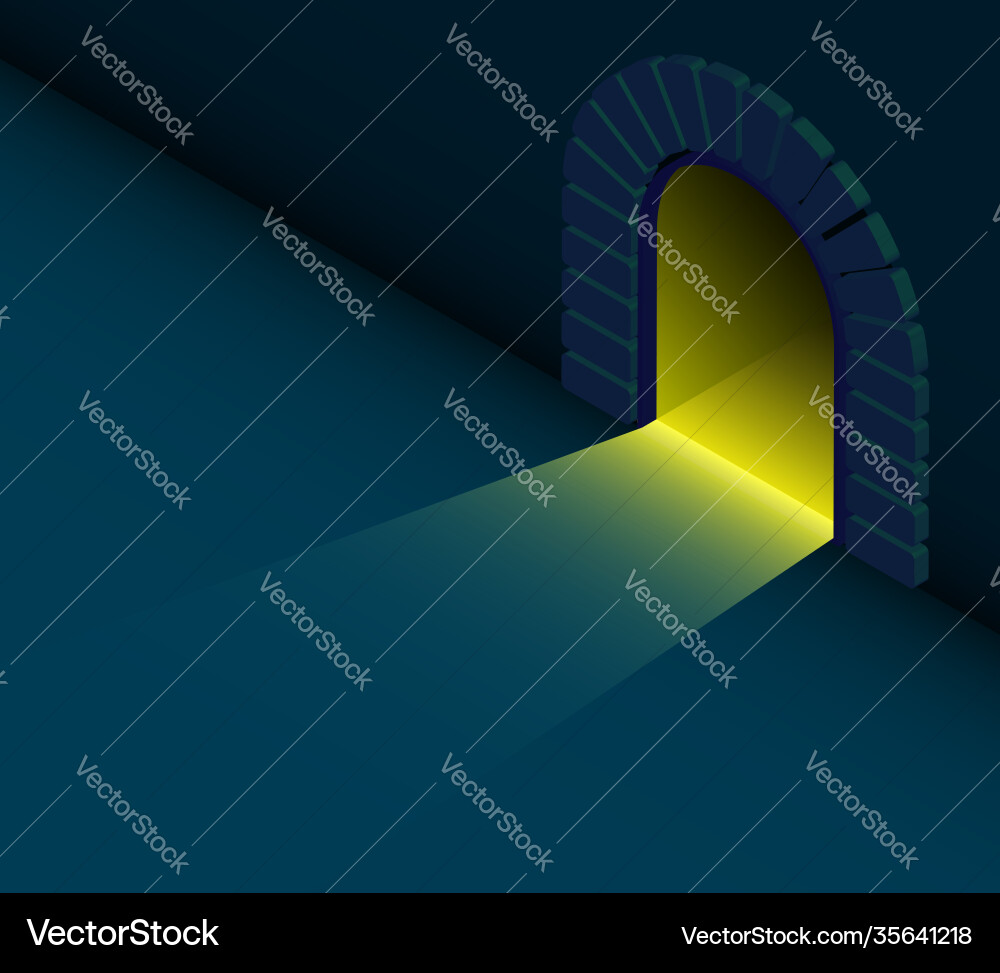 Way with light in arched tunnel road lighting Vector Image
