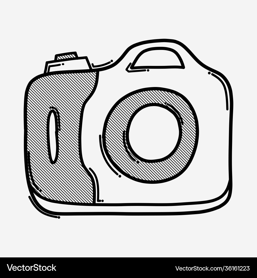 Camera doodle icon drawing sketch hand drawn line Vector Image