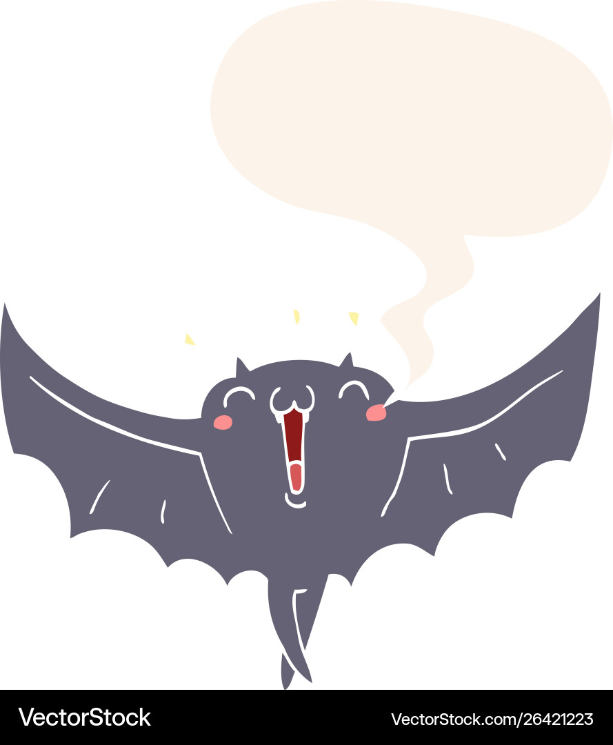Cartoon happy vampire bat and speech bubble Vector Image