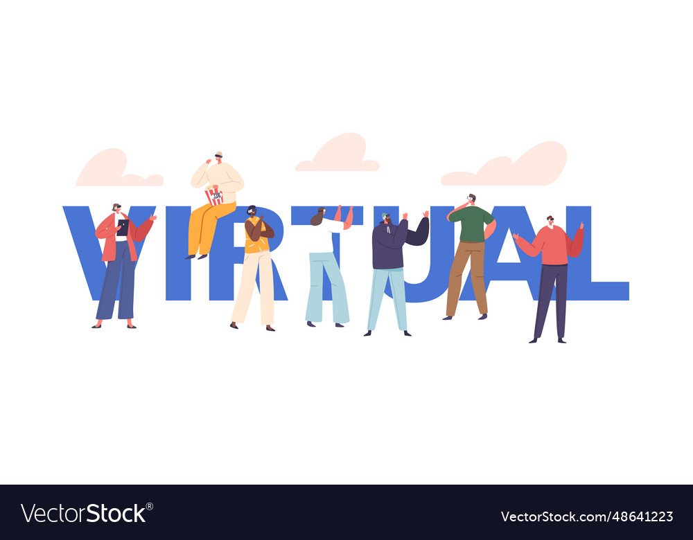 Characters wearing vr glasses immerse themselves Vector Image