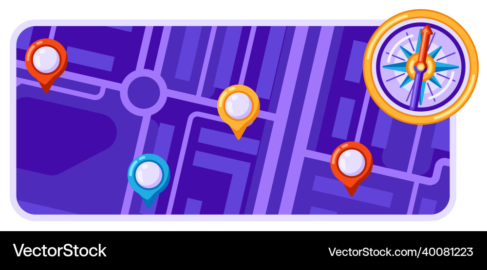 City map background design with markers and flags Vector Image