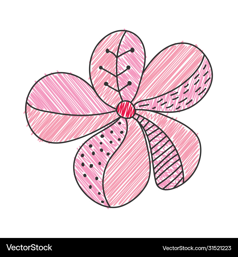 Color a flower in doodle style isolated Royalty Free Vector