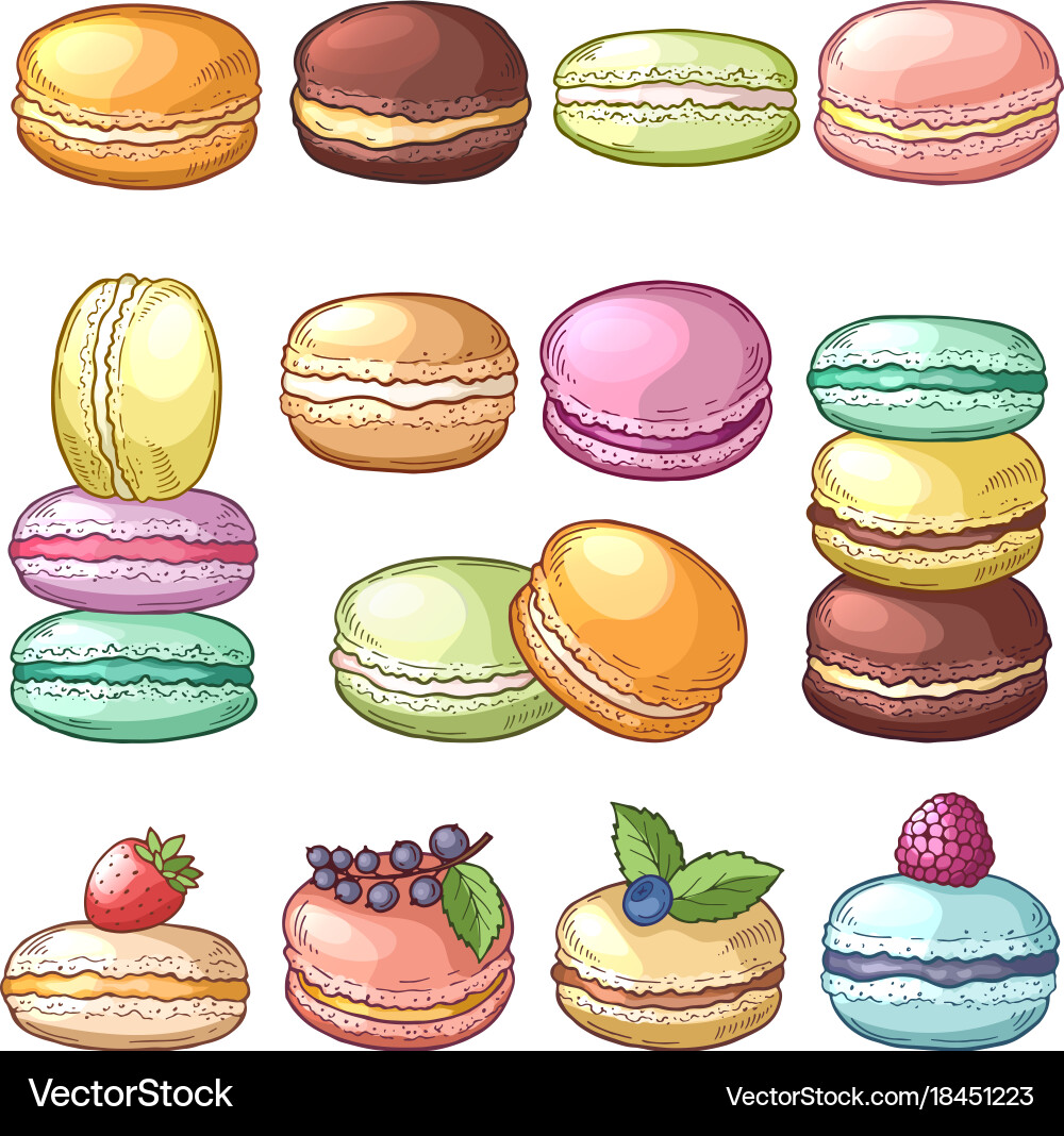Colored of delicious macaroons Royalty Free Vector Image