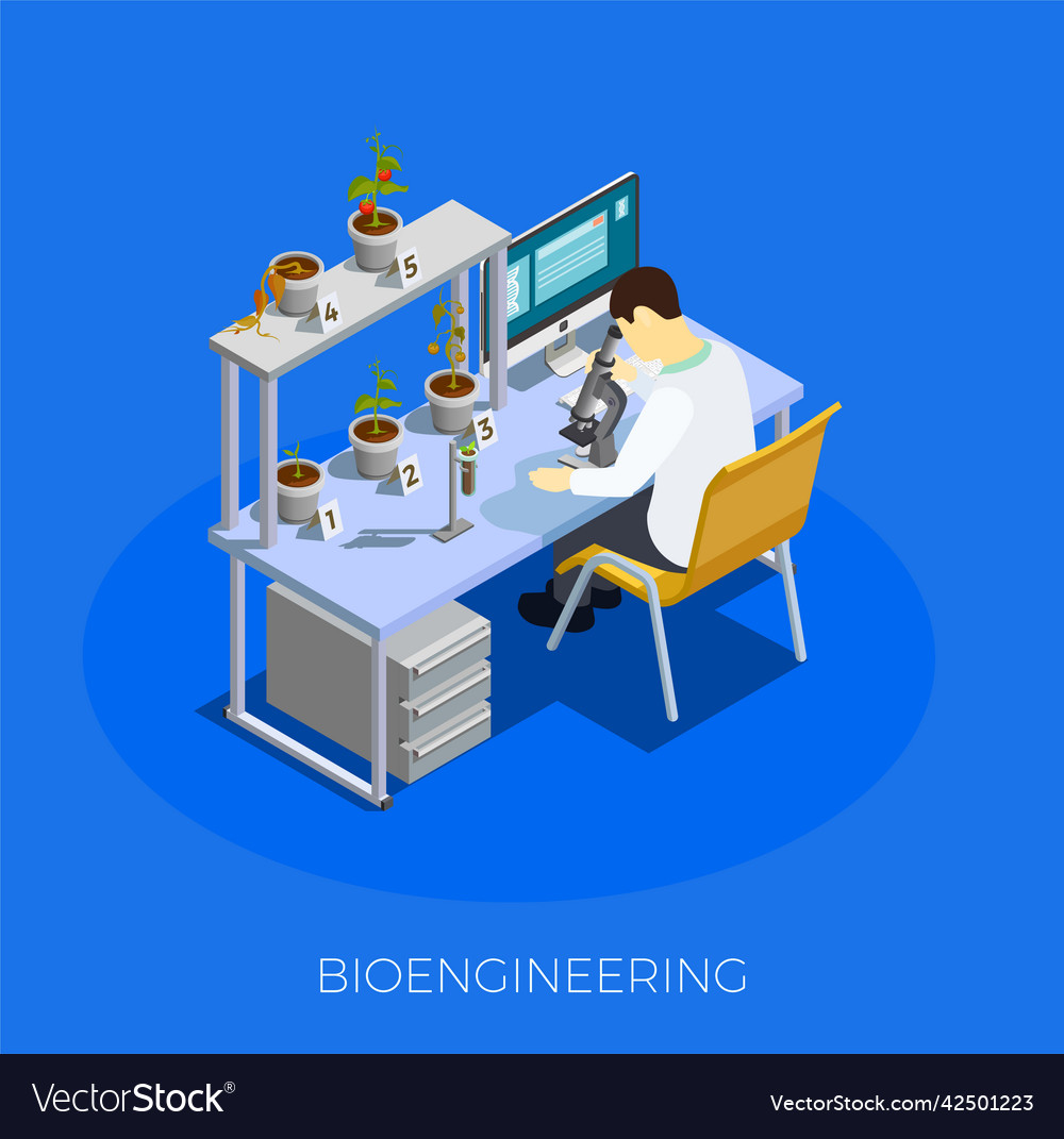 Gmo bio engineering isometric composition Vector Image