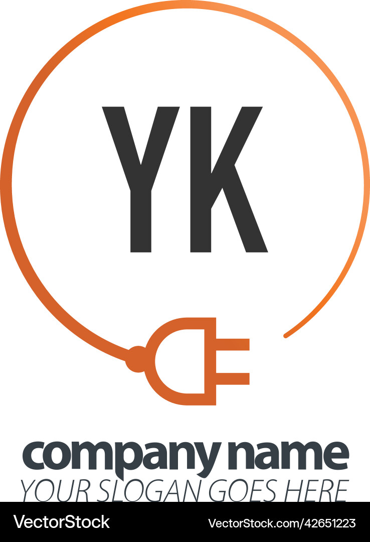 Initial letter yk line art electric plug logo Vector Image