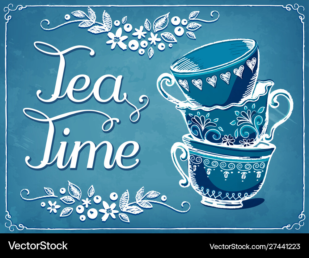 Invitation to tea party retro time Royalty Free Vector Image