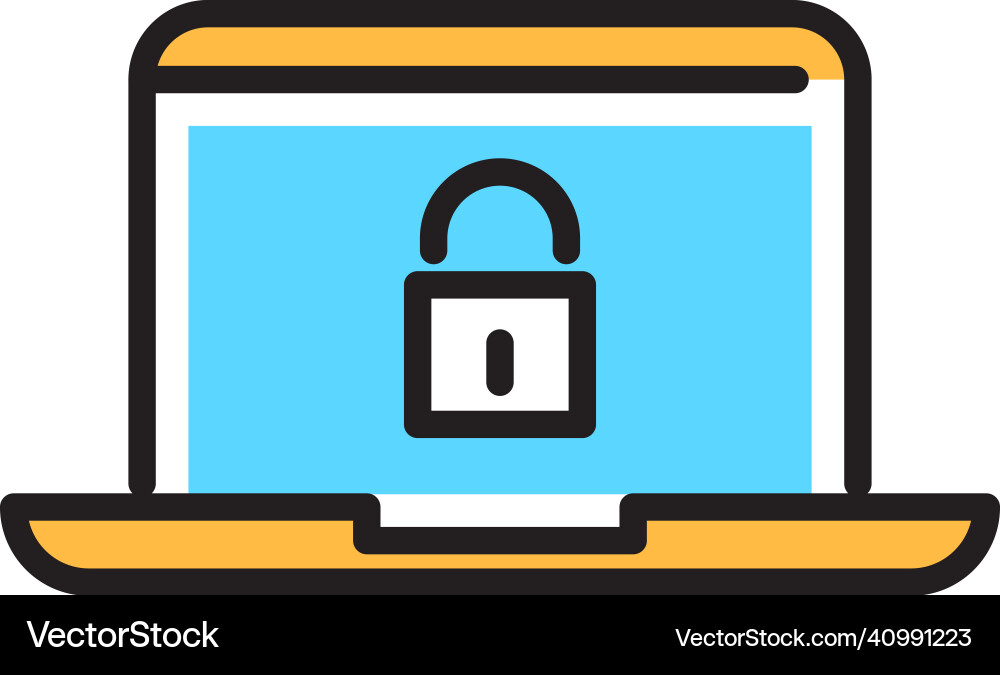 Lock sign on laptop screen closed access Vector Image