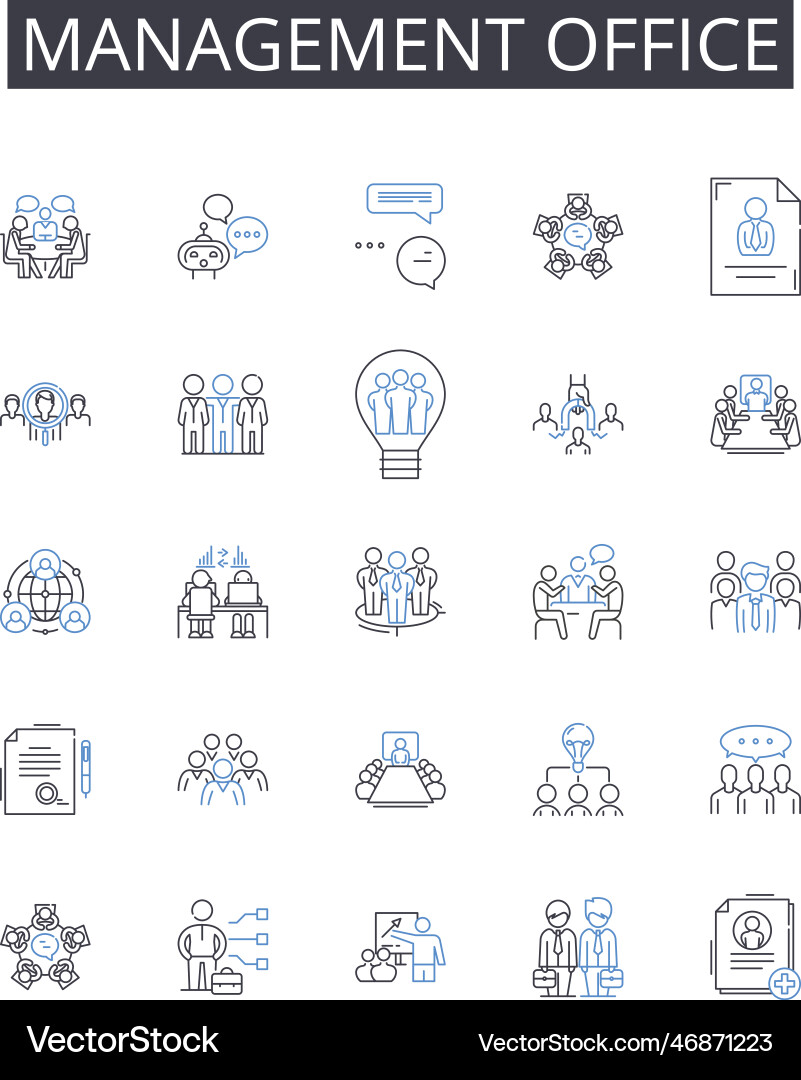 Management office line icons collection Royalty Free Vector