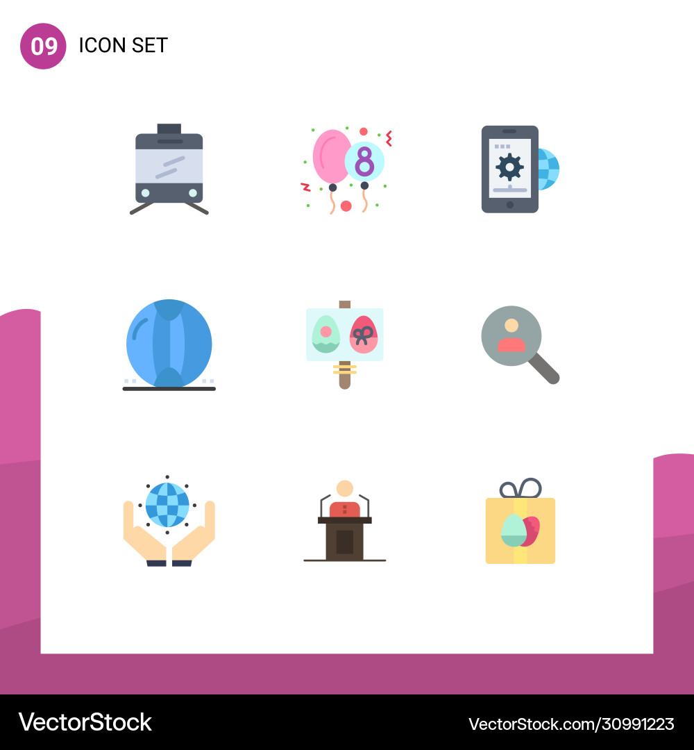 Modern set 9 flat colors and symbols Royalty Free Vector
