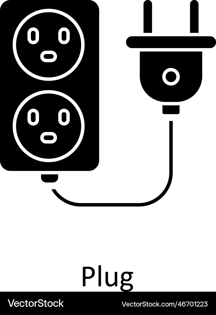 Plug solid icons simple stock Royalty Free Vector Image