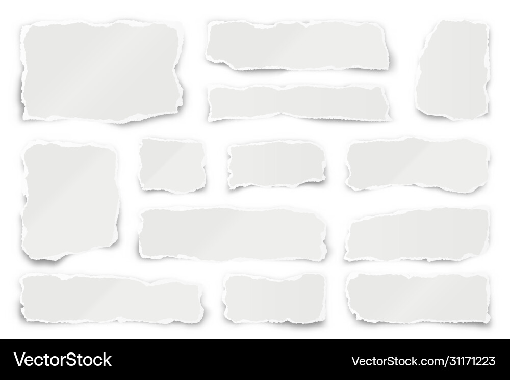 Ripped paper strips realistic crumpled Royalty Free Vector