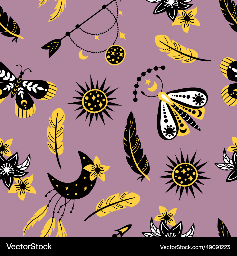 Seamless pattern of celestial bodies and mystical Vector Image