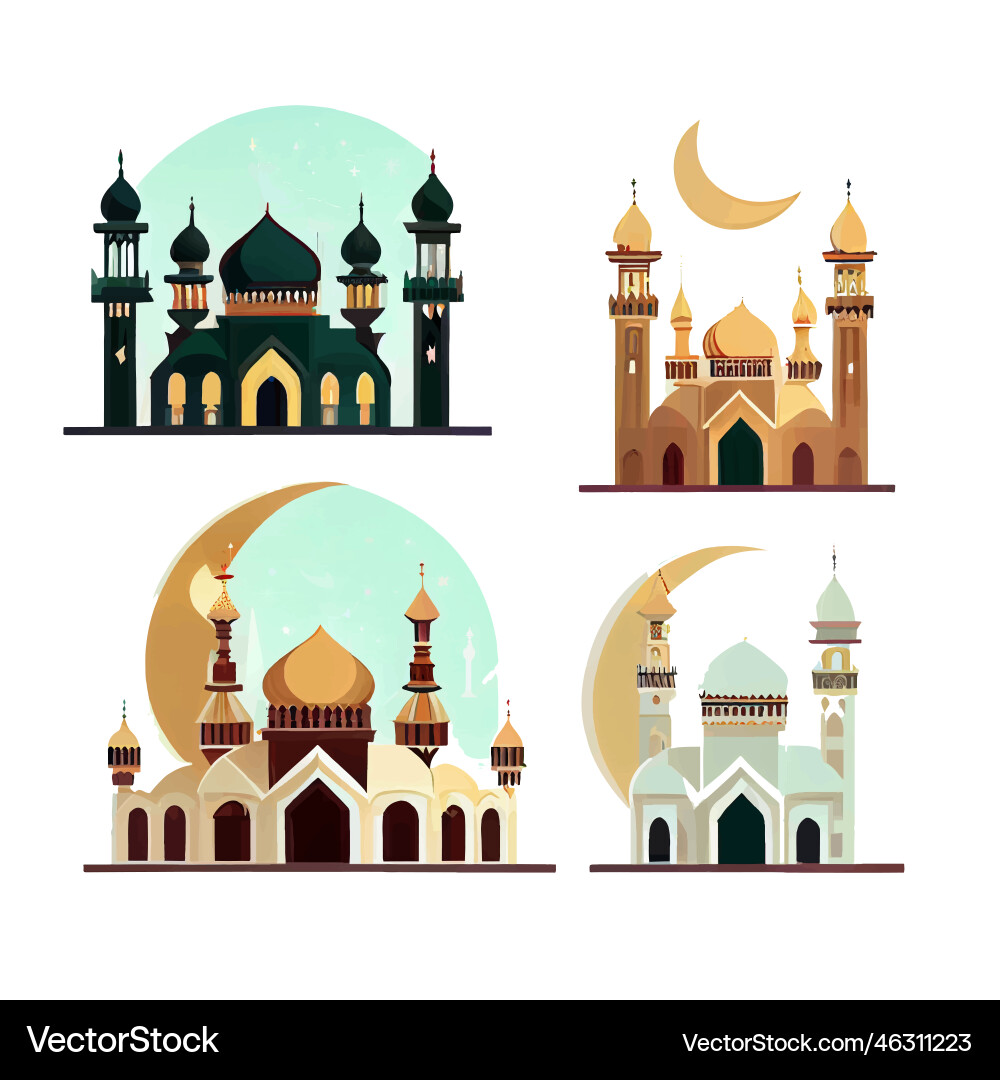 Set of islamic style mosque Royalty Free Vector Image