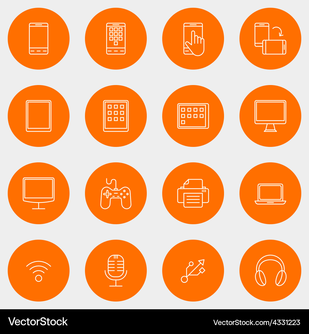 Set of thin line multimedia and devices icons Vector Image