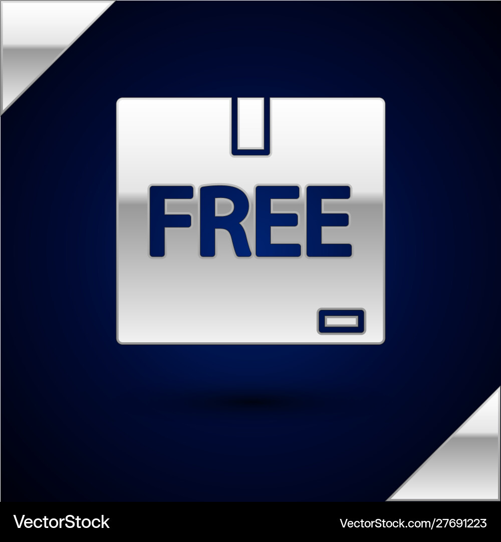 Silver cardboard box with free symbol icon Vector Image