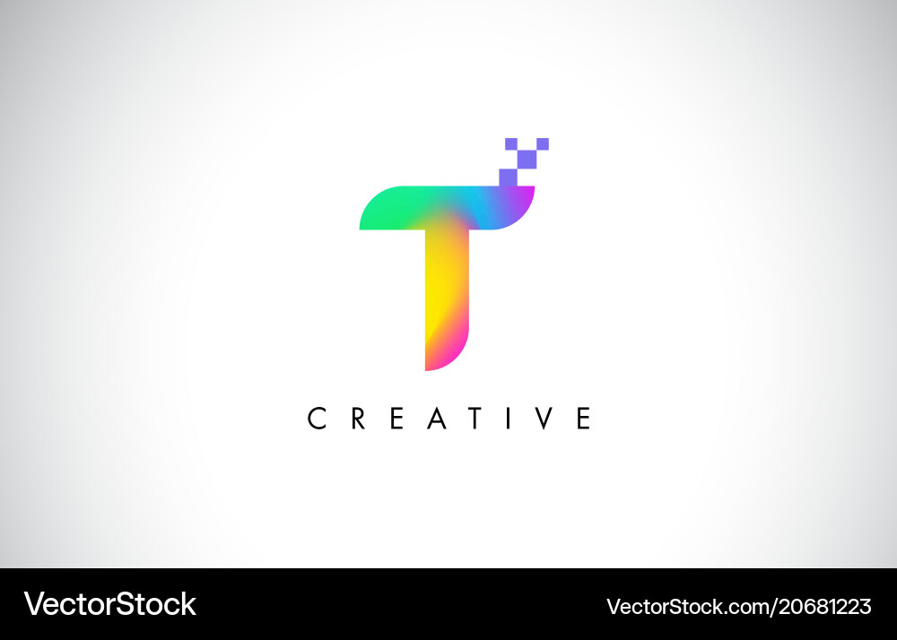 T colorful logo letter design creative rainbow Vector Image
