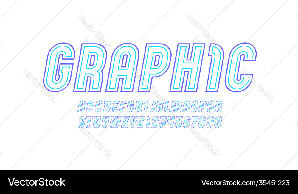 Trendy font modern alphabet from blue lines Vector Image
