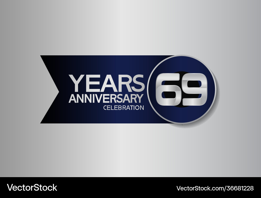 69 years anniversary logo style with circle Vector Image