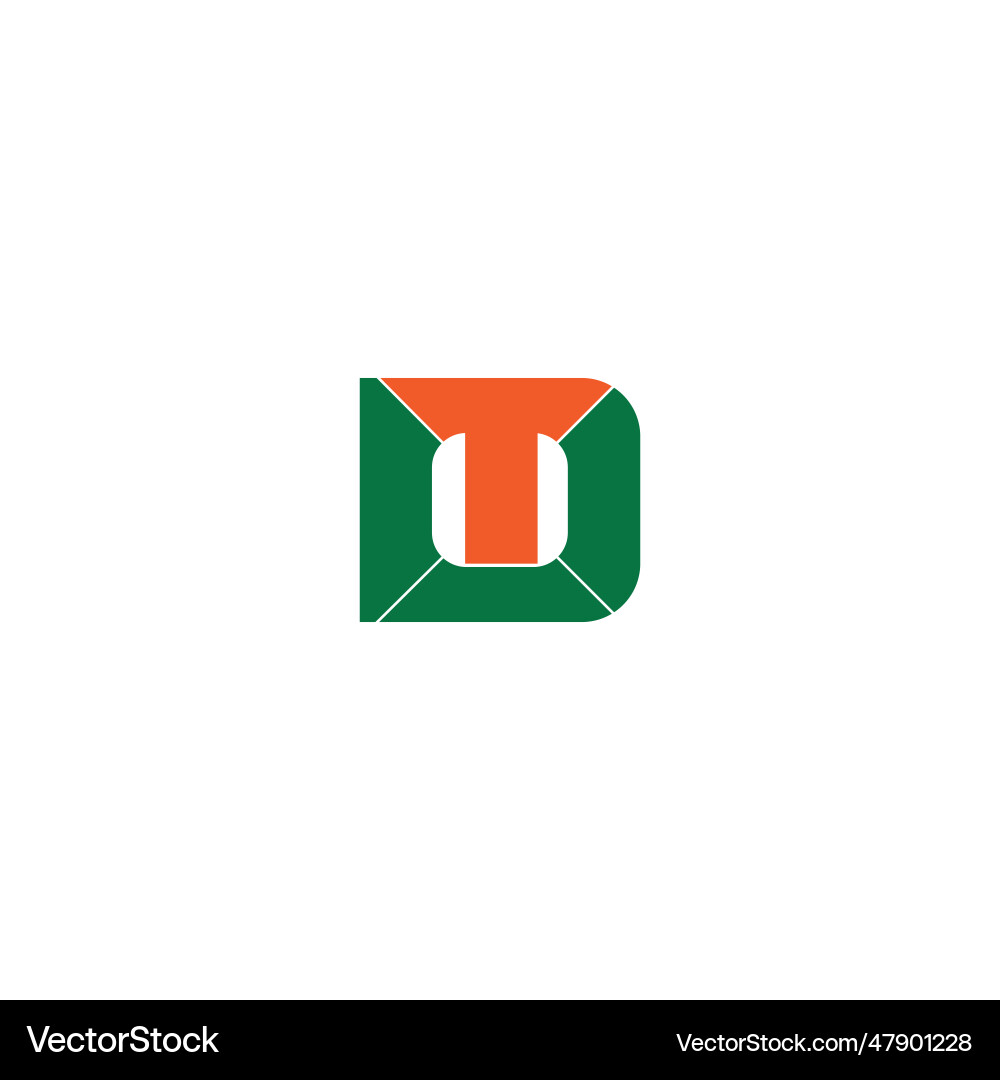 Alphabet letters initials logo dt td d and t Vector Image
