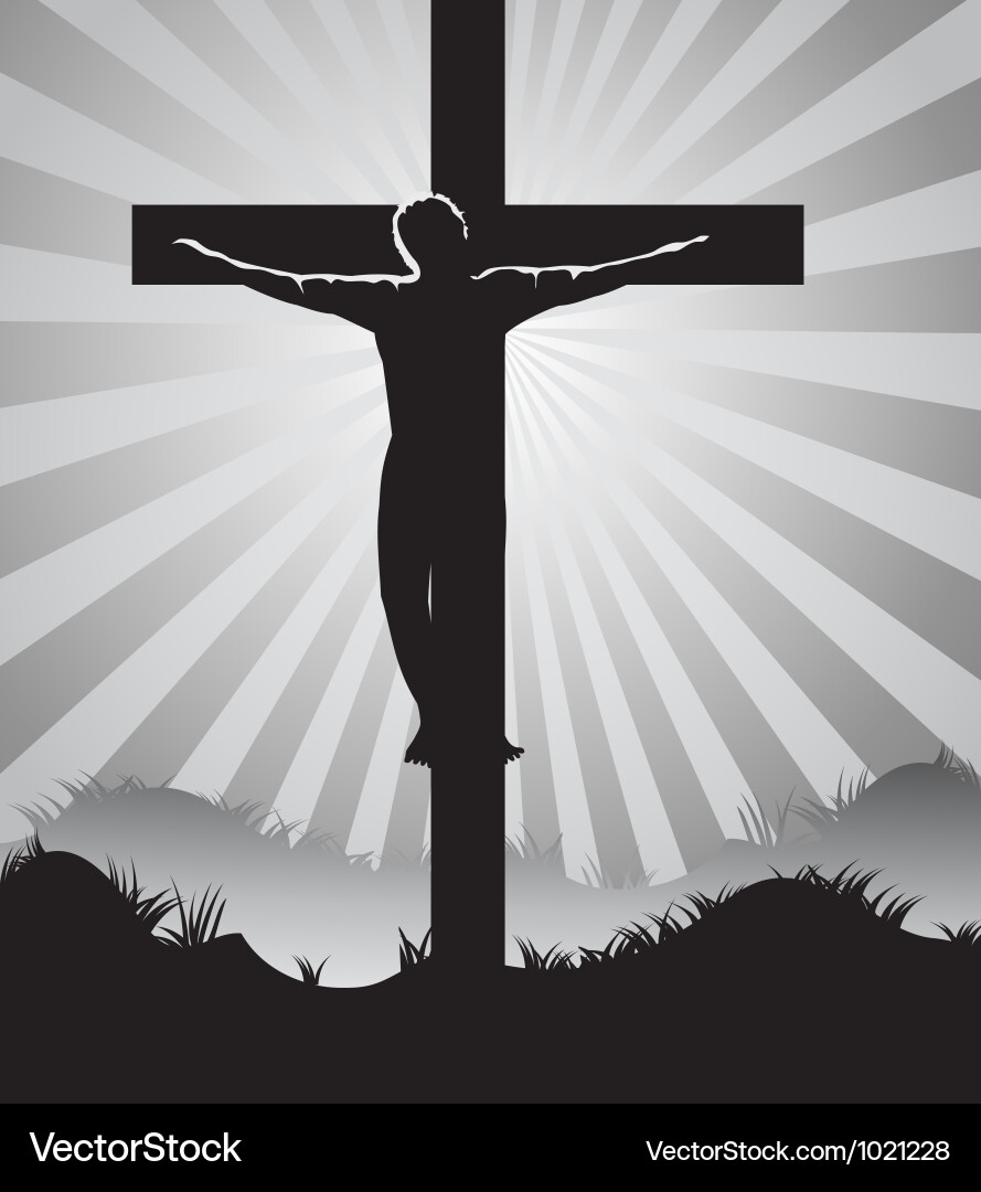 Christian cross on sunburst background Royalty Free Vector