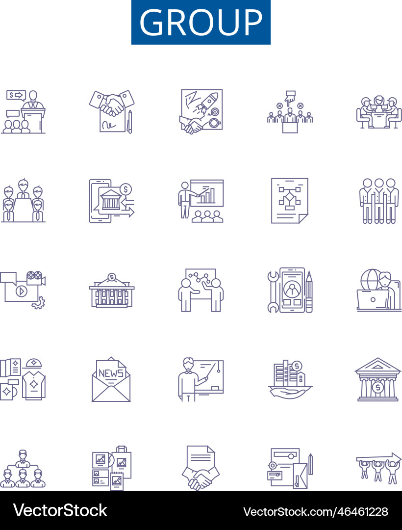 Group line icons signs set design collection Vector Image