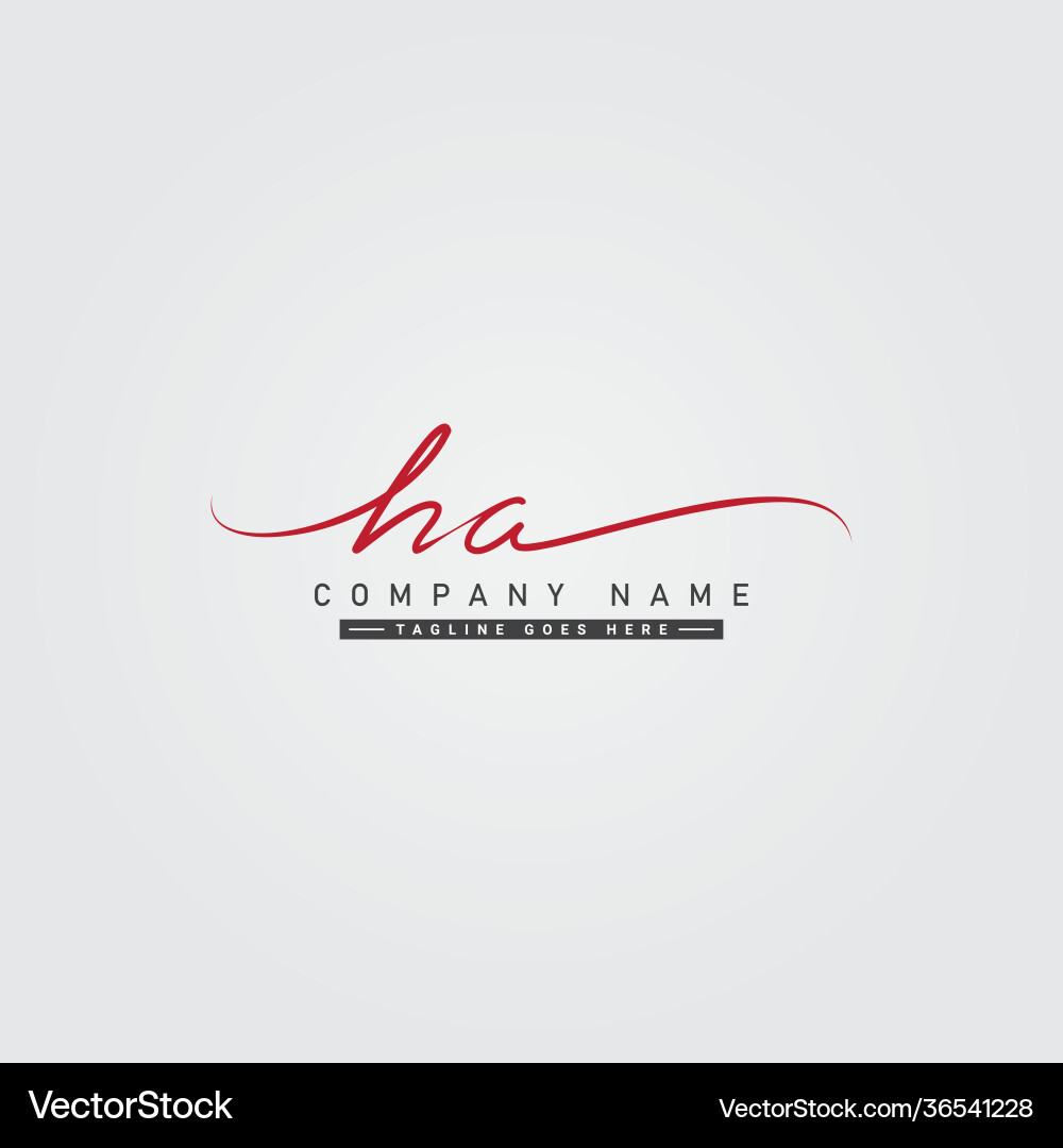 Ha initial signature logo - handwritten logo Vector Image