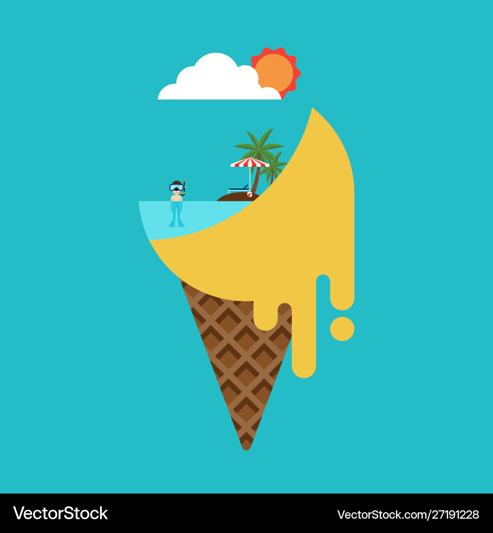 Happy holiday on beach flat design concept Vector Image
