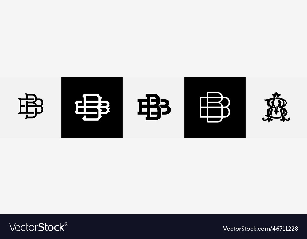 Initial letters bb monogram logo design bundle Vector Image