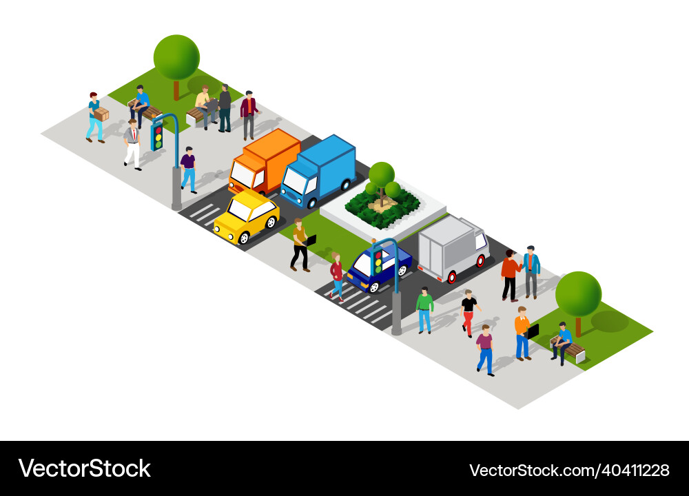 Isometric street crossroads 3d Royalty Free Vector Image