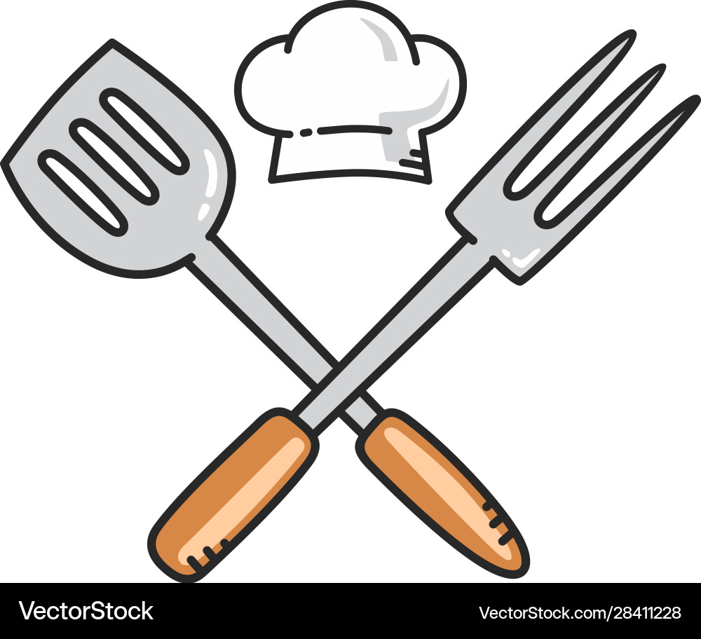 Kitchen utensil master chef character cartoon art Vector Image