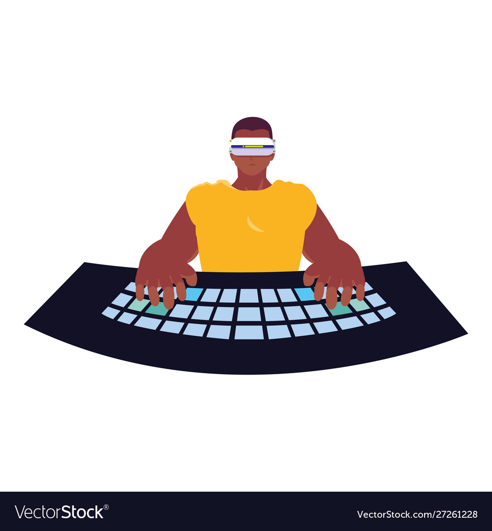 Man using technology augmented reality Royalty Free Vector
