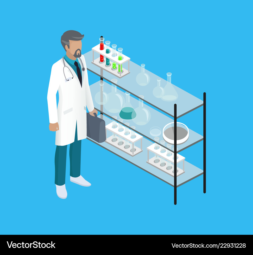 Medical worker doctor in lab Royalty Free Vector Image