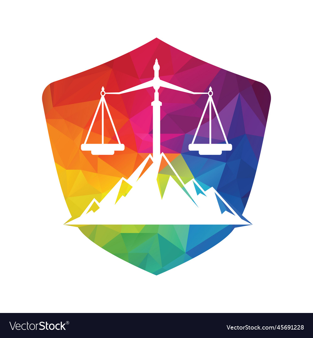Mountains and symbols of justice Royalty Free Vector Image
