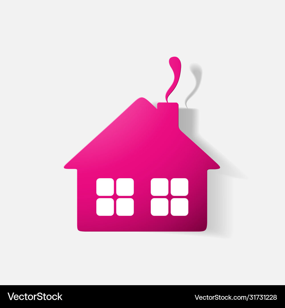 Paper clipped sticker house Royalty Free Vector Image