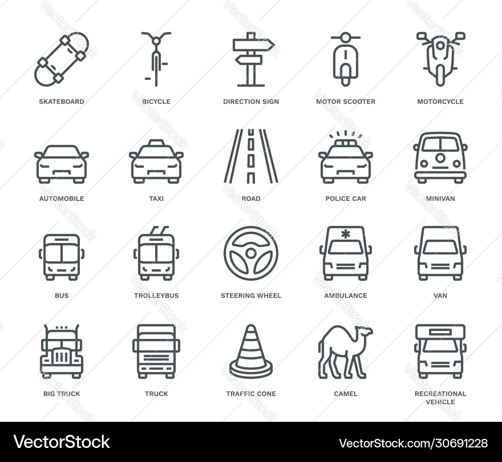 Road transport icons Royalty Free Vector Image