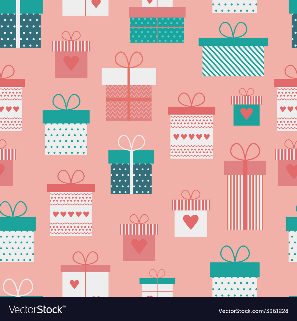 Seamless pattern with flat gift boxes Royalty Free Vector