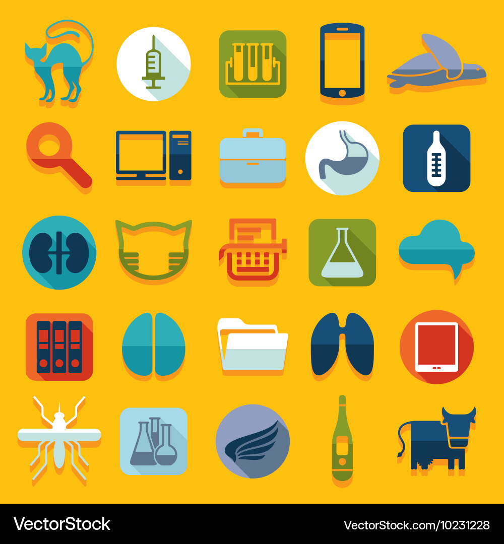 Set of veterinary flat icons Royalty Free Vector Image