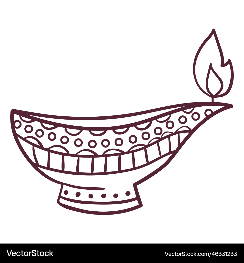 Arabian oil lamp line Royalty Free Vector Image